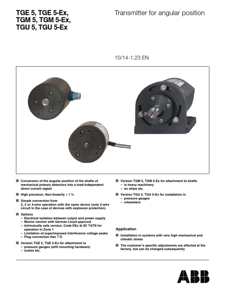 TGE 5, TGE 5-Ex, TGM 5, TGM 5-Ex, TGU 5, TGU 5-Ex: Transmitter For ...