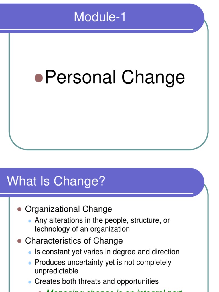 Personal Change | PDF | Self Efficacy | Self Awareness
