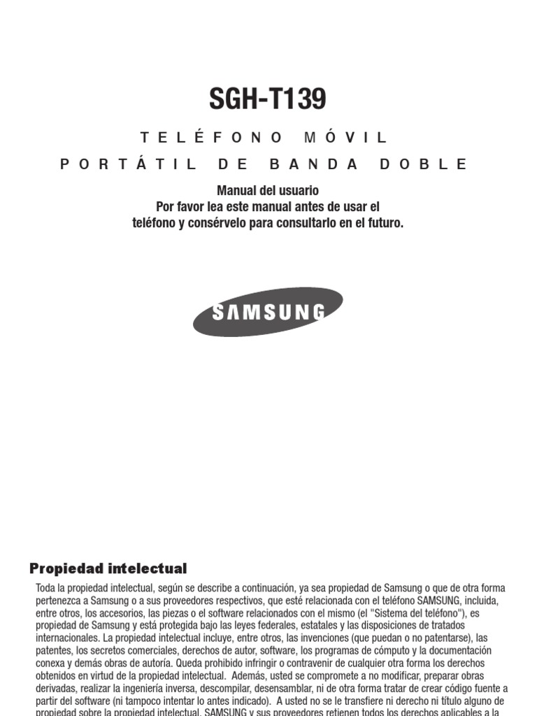 Samsung SGH-T139 - Manual de Usuario | PDF | Teléfono | Propiedad ...