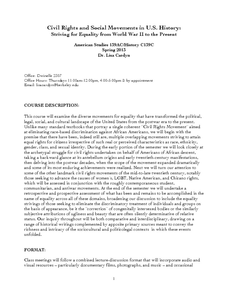 U.S. Civil Rights Movements Course | PDF | African American Civil ...