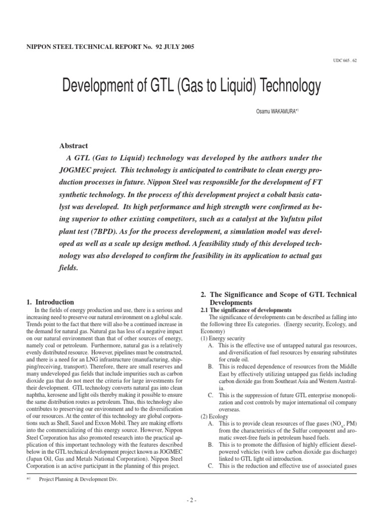 GTL Technology | PDF | Gas To Liquids | Natural Gas