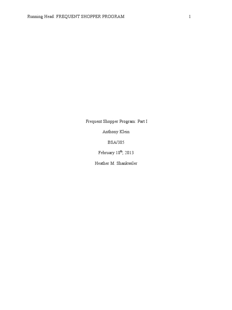 BSA 385 Frequent Shopper Program, Part I | PDF | Software Development ...