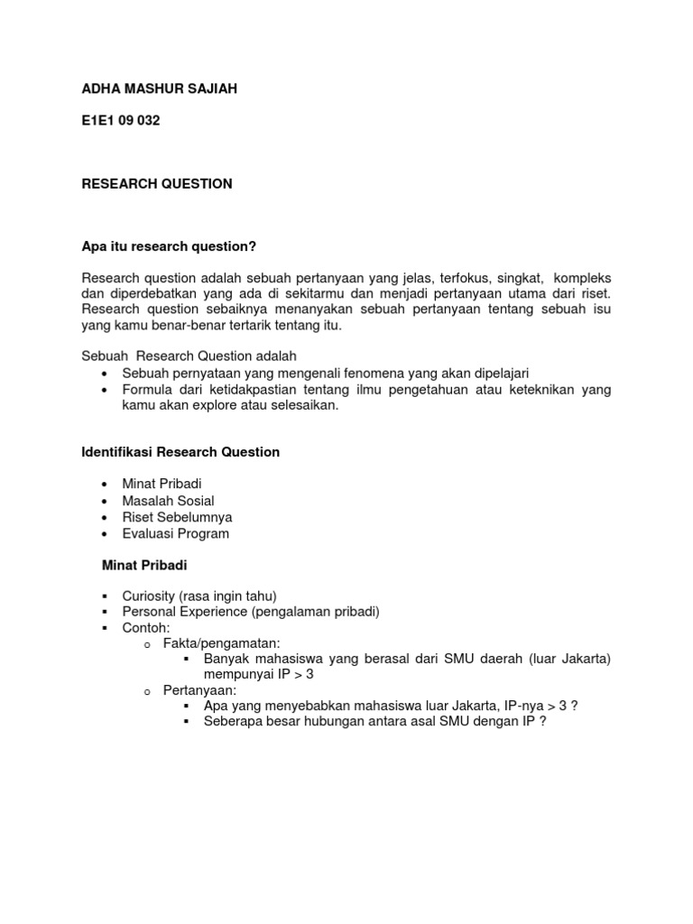 Apa Itu Research Question | PDF | Ilmu Sosial