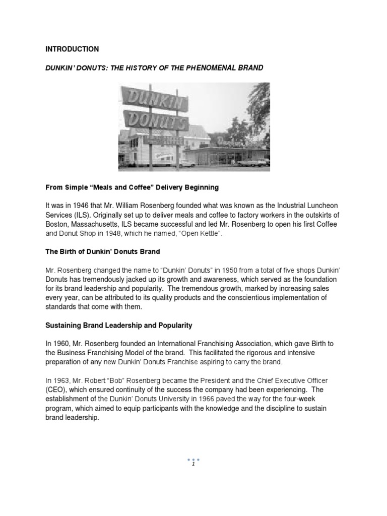 Dunkin' Donuts: The History of The Phenomenal Brand | PDF | Franchising ...