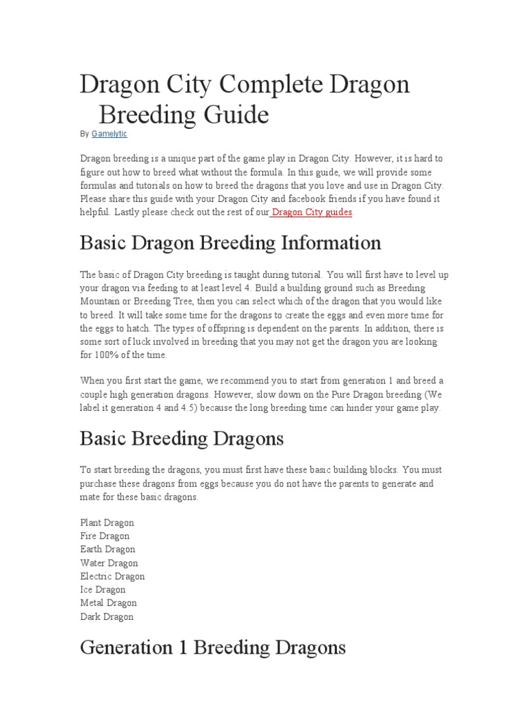Dragon City Breeding Guide 2025 | PDF | Dragon | Nature