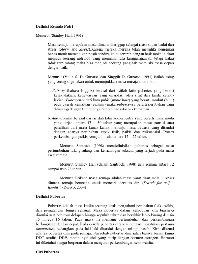 Definisi Remaja Putri | PDF | Sains & Matematika