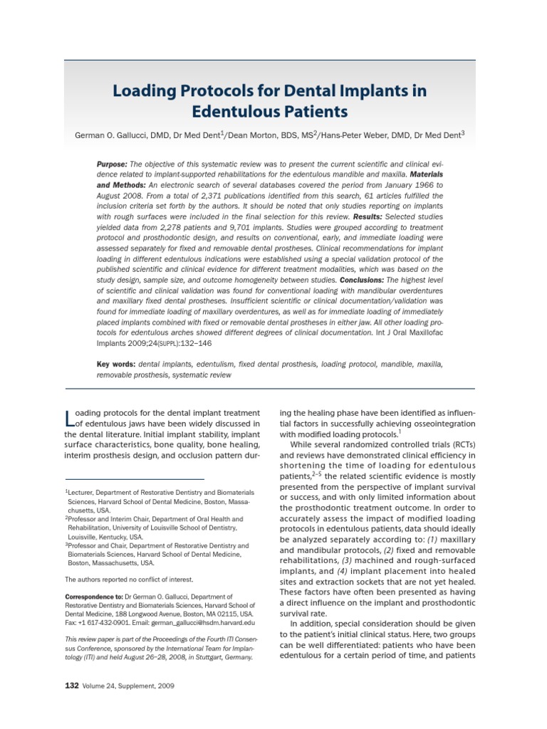 Loading Protocols For Dental Implants | PDF | Dental Implant | Randomized Controlled Trial
