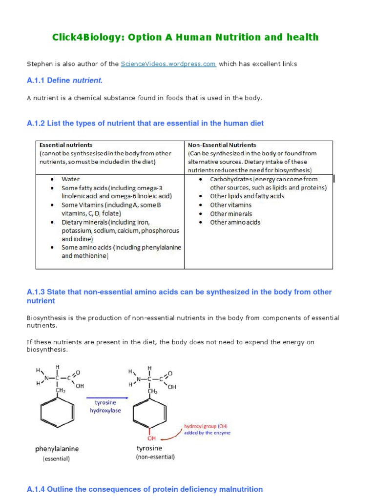 IB Biology, Human Health & Nutrition Notes | PDF | Vitamin D | Diabetes ...