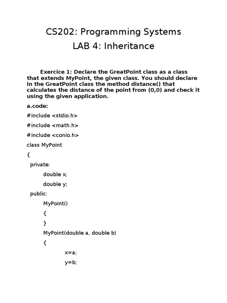 CS202: Programming Systems LAB 4: Inheritance | PDF | Polytopes | Euclidean Geometry