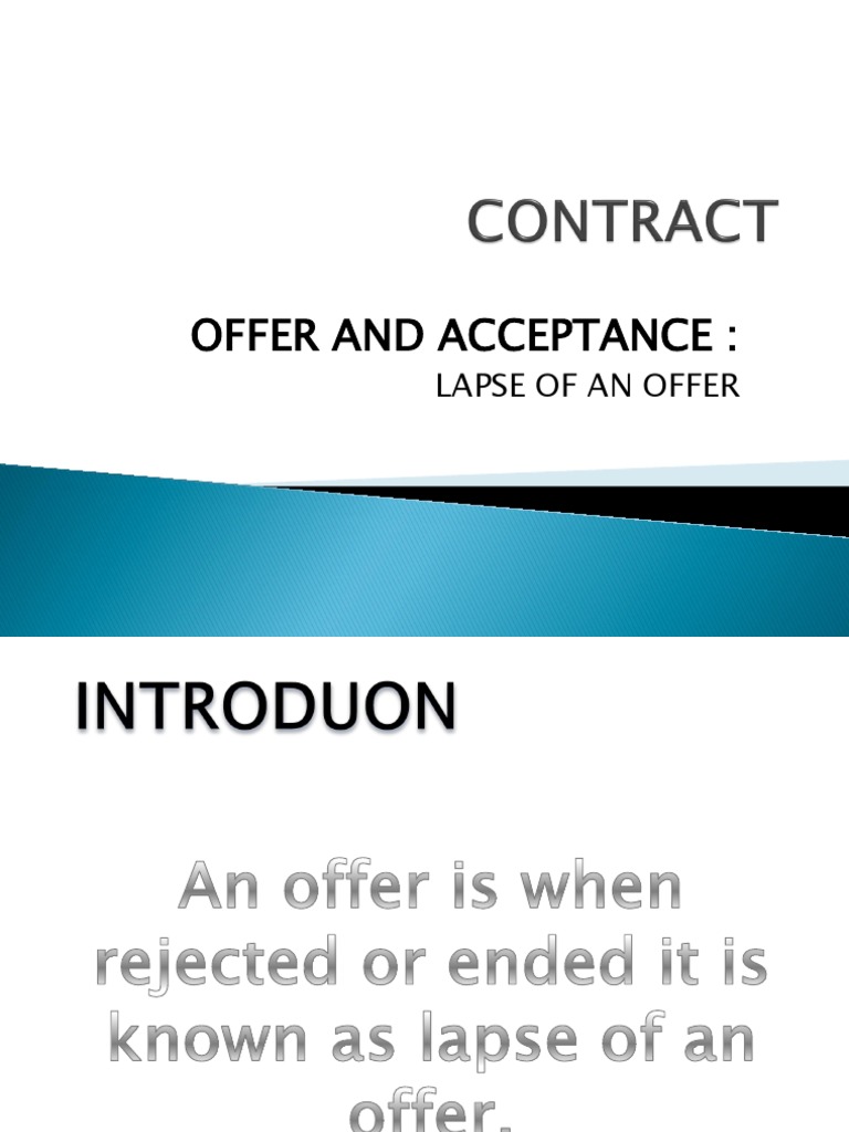 Offer and Acceptance:: Lapse of An Offer | PDF | Offer And Acceptance ...