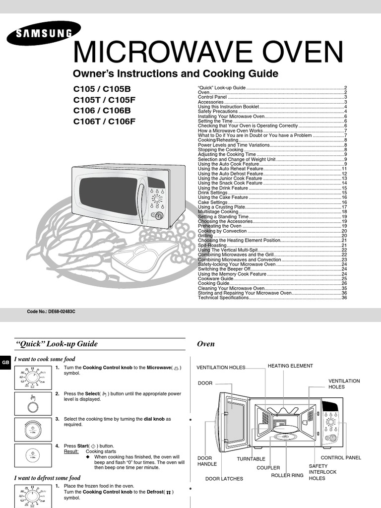 Samsung Microwave Manual | PDF | Grilling | Oven