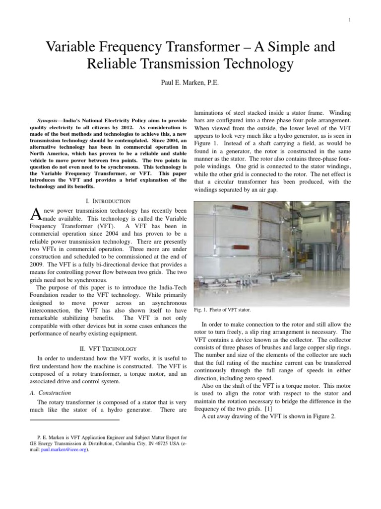 VFT Simple Reliable Transmission Tech | PDF | Electrical Grid | High ...