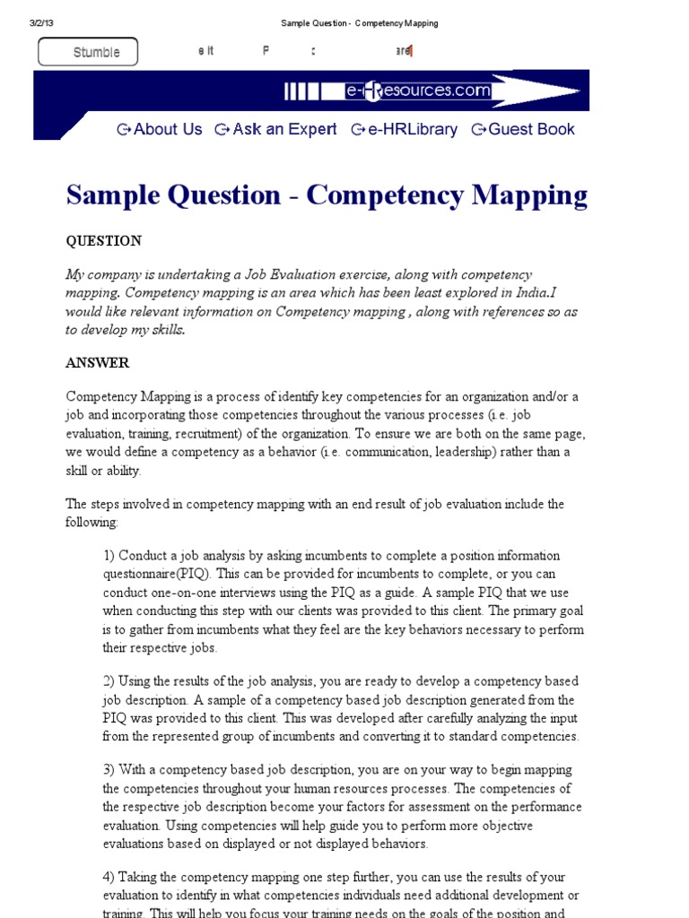Sample Question - Competency Mapping | PDF | Competence (Human ...