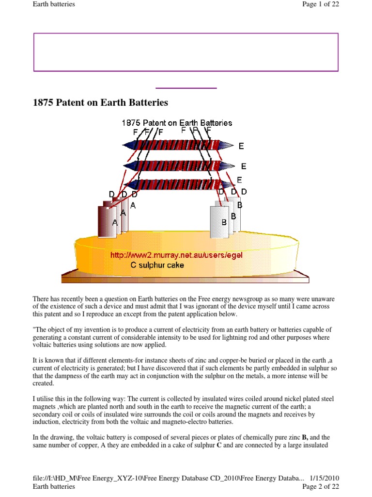 1875 Patent On Earth Batteries | PDF | Battery (Electricity) | Electric ...