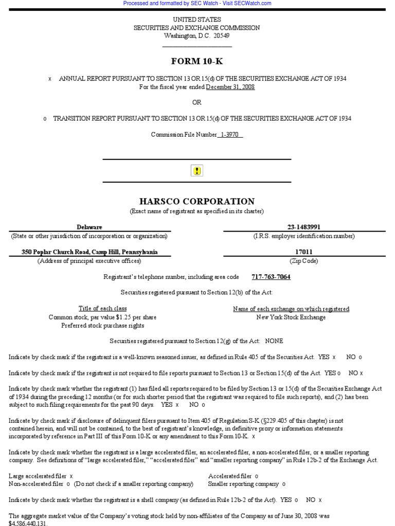 HARSCO CORP 10-K (Annual Reports) 2009-02-24 | PDF | Defined Benefit ...