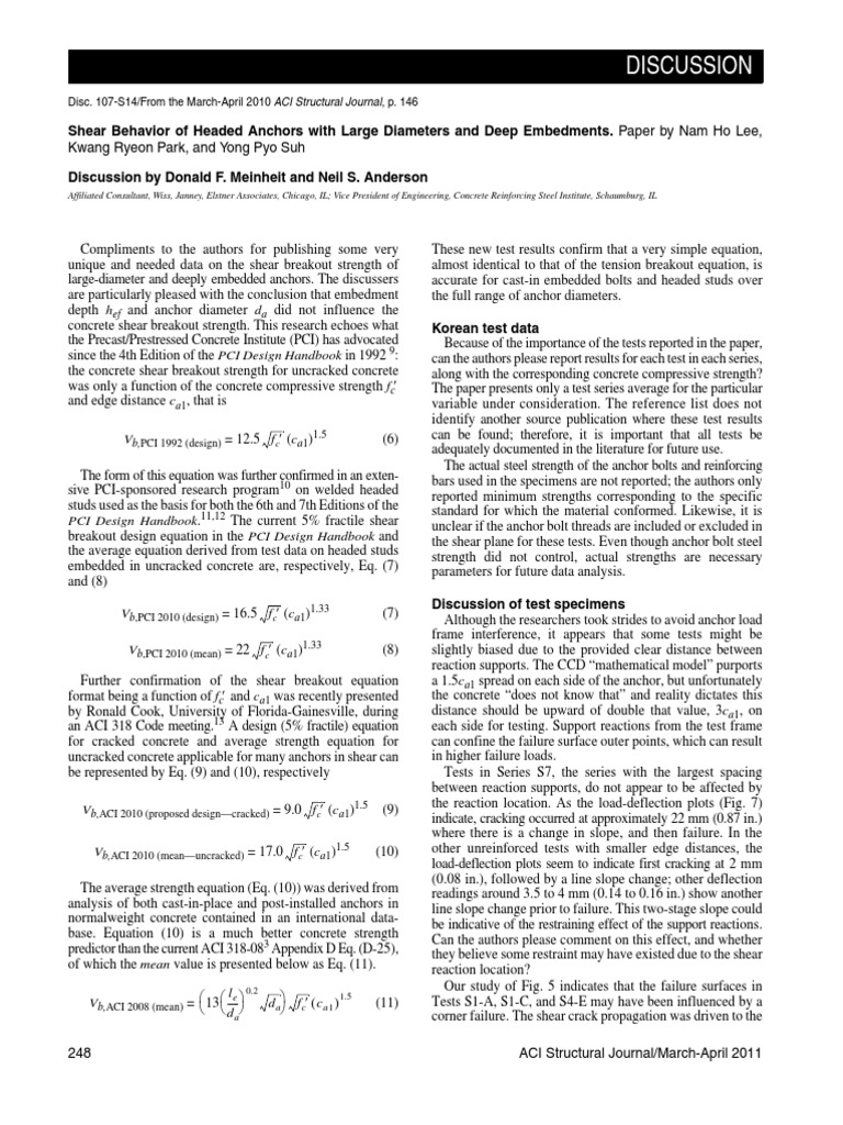Shear Strength of Large-Diameter Anchors | PDF | Fracture | Concrete
