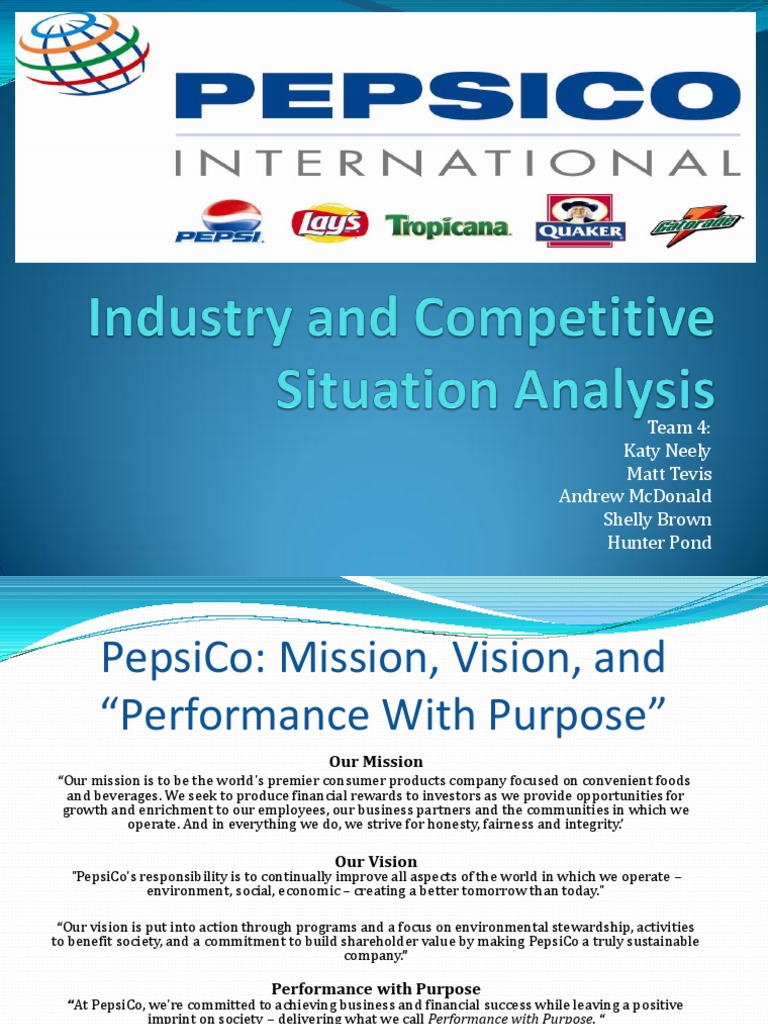 PepsiCo Mission, Vision, and Products | PDF | Pepsi Co | Food And Drink