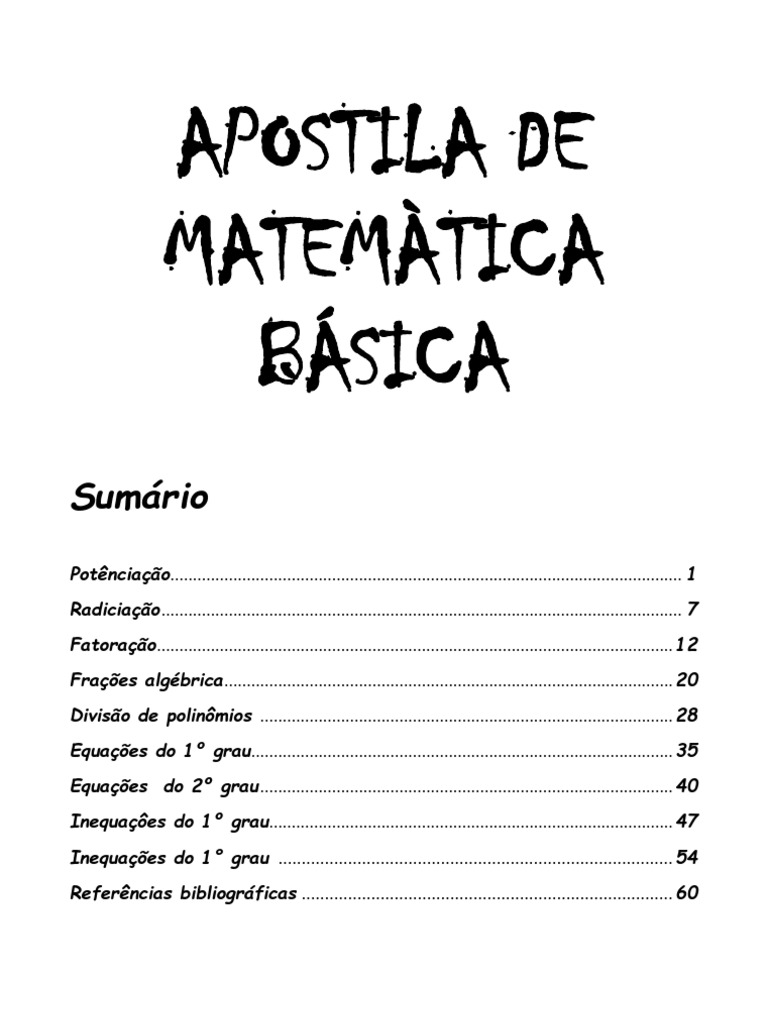APOSTILA DE MATEMÀTICA BÁSICA | Exponenciação | Equações