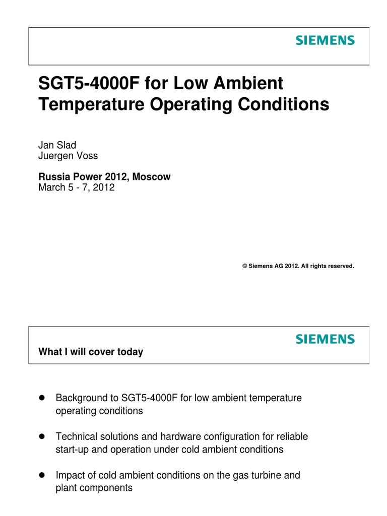 SGT5-4000F for Low Ambient Temperature Operating Conditions: Jan Slad ...