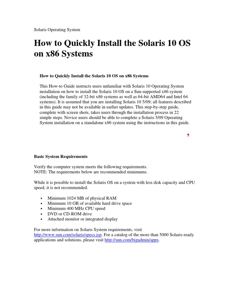 How To Install Solaris Operating System Pdf Operating System Installation Computer Programs