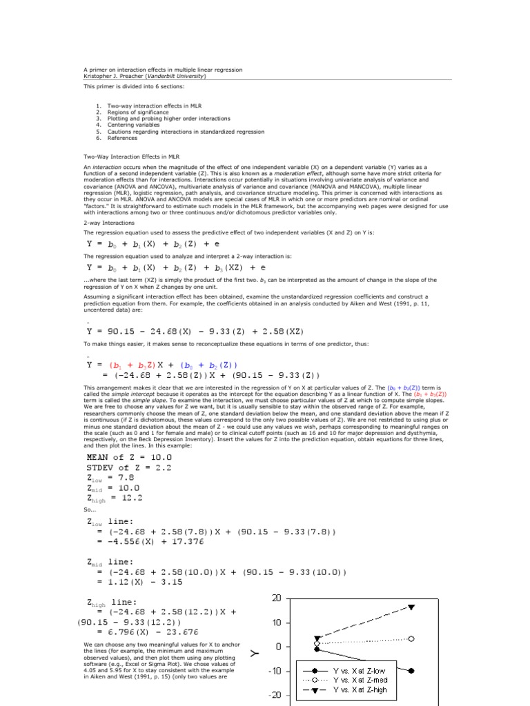Interaction Effects in MLR Guide | PDF | Regression Analysis | Linear ...