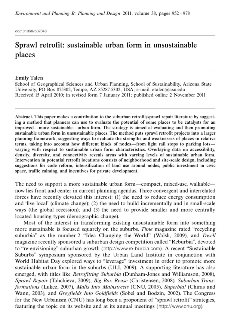 Sprawl Retrofit: Sustainable Urban Form in Unsustainable Places | PDF ...