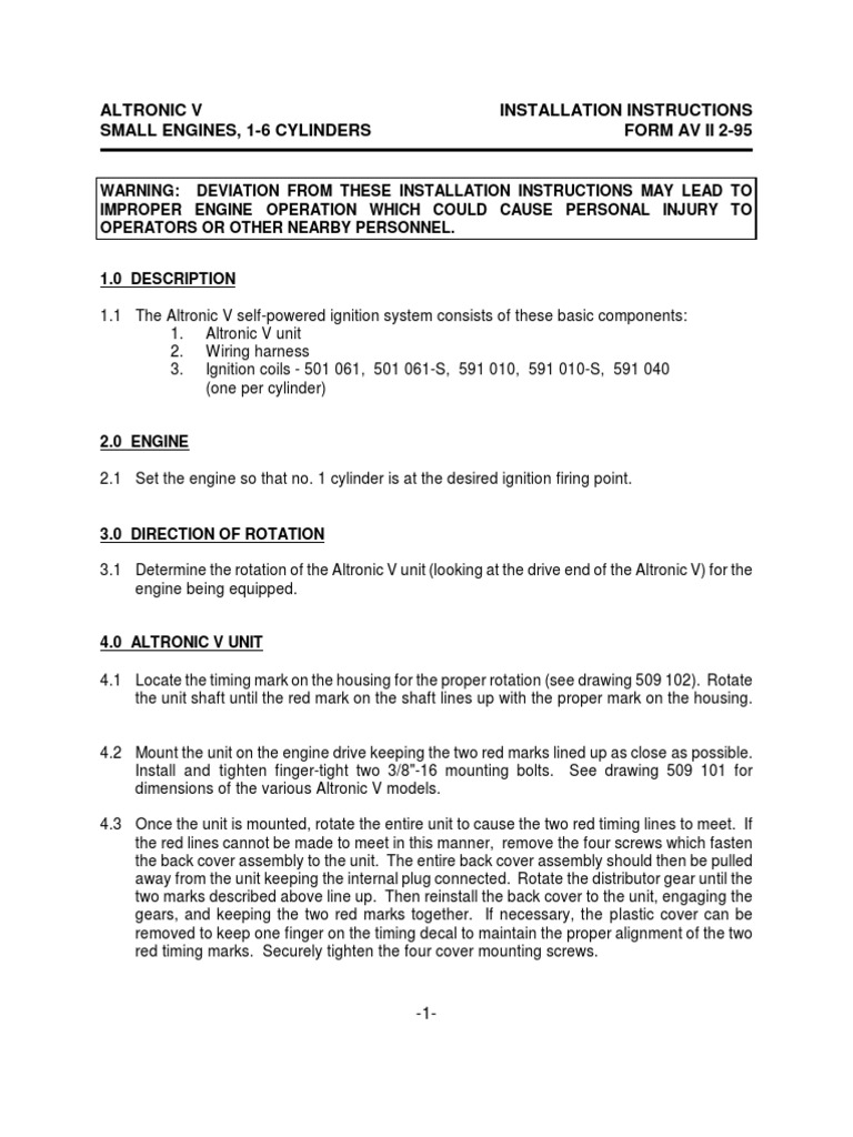 Altronic V Installation Manual (FORM AV II) | PDF | Electrical ...