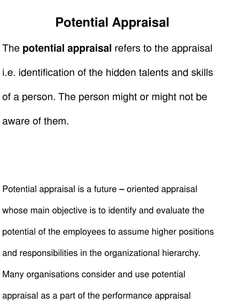 Potential Appraisal | PDF | Career & Growth