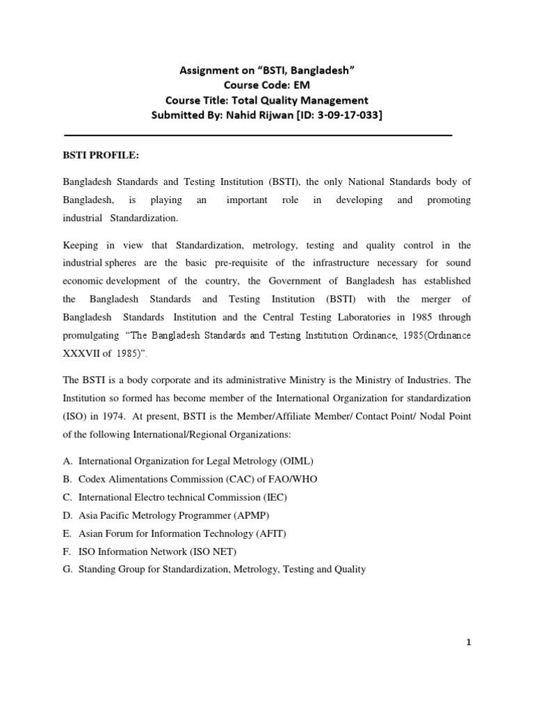 Bsti Bangladesh | PDF | Standardization | Metrology