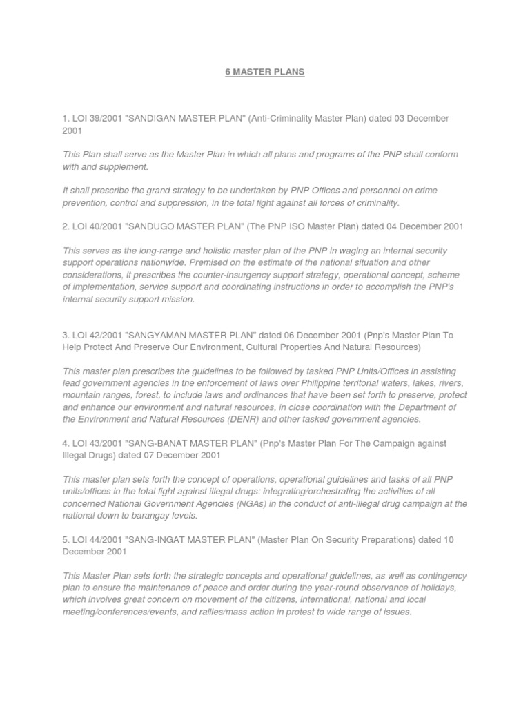 6 Master Plans | PDF | Emergency Management | Public Sphere