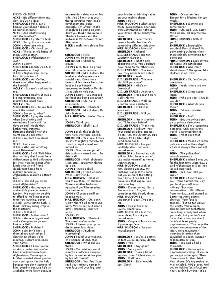 A Study in Pink | PDF | Sherlock (TV Series) | Sherlock Holmes