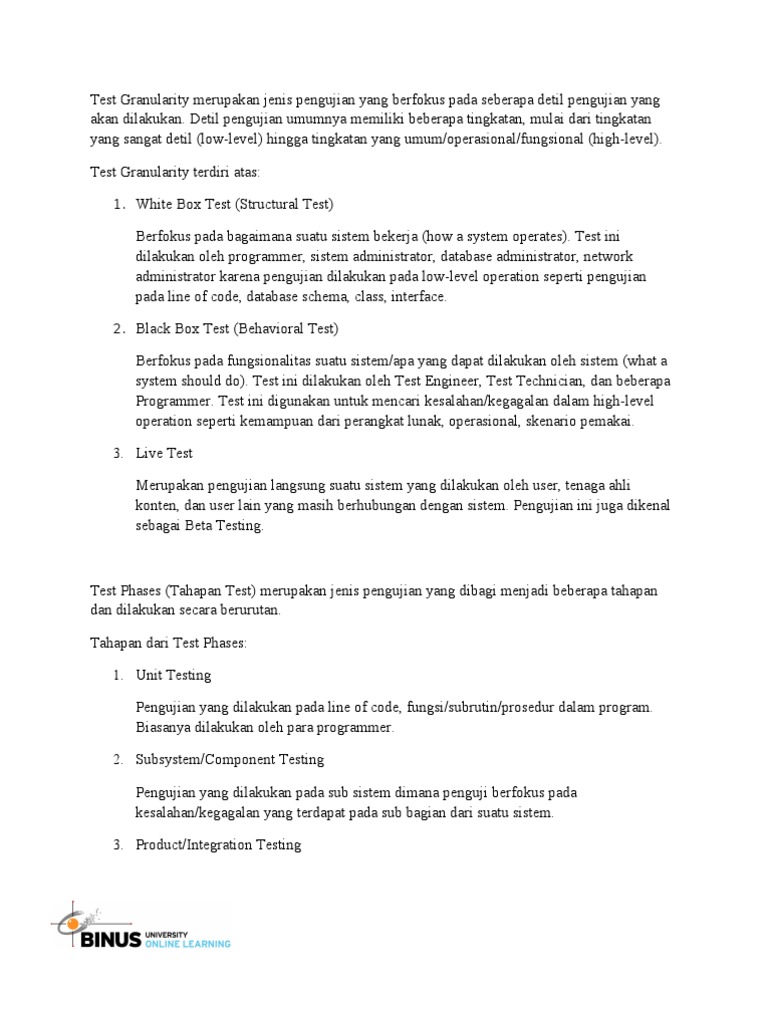 Test Granularity Test Phase | PDF