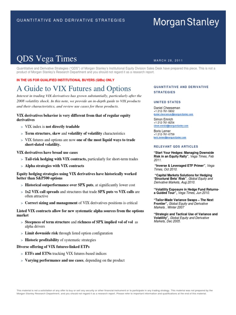 A Guide To VIX Futures and Options | PDF | Vix | Implied Volatility