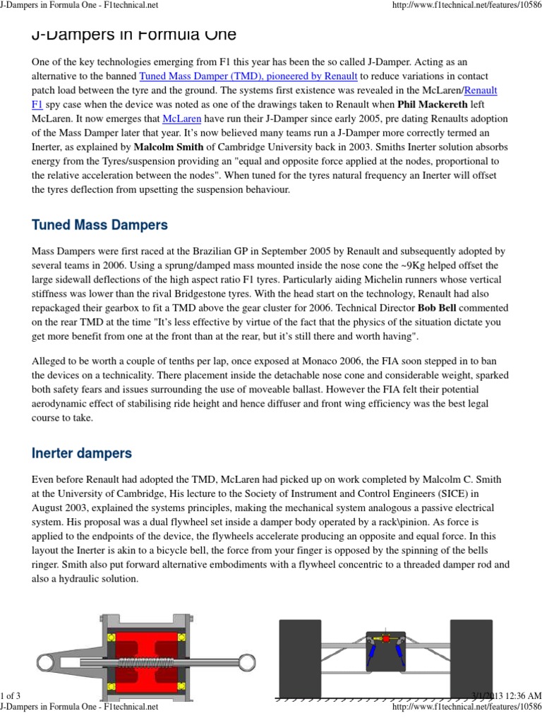 J-Dampers in Formula One | PDF | Formula One | Suspension (Vehicle)