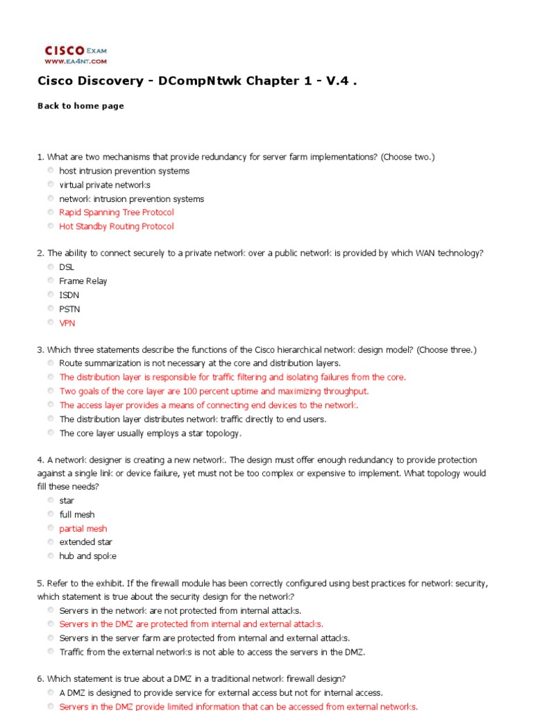 Ea4nt - CCNA Cicsco Netacad V4.0 (Cisco Discovery - DCompNtwk Chapter 1 ...