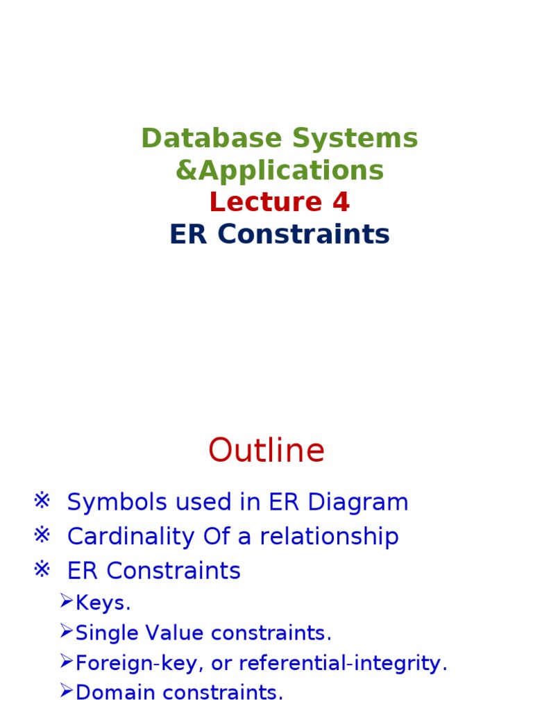 Database Systems &applications: ER Constraints | PDF | Scientific ...
