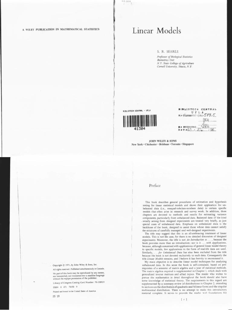 Linear Models - Searle | PDF | Research Methods | Statistics