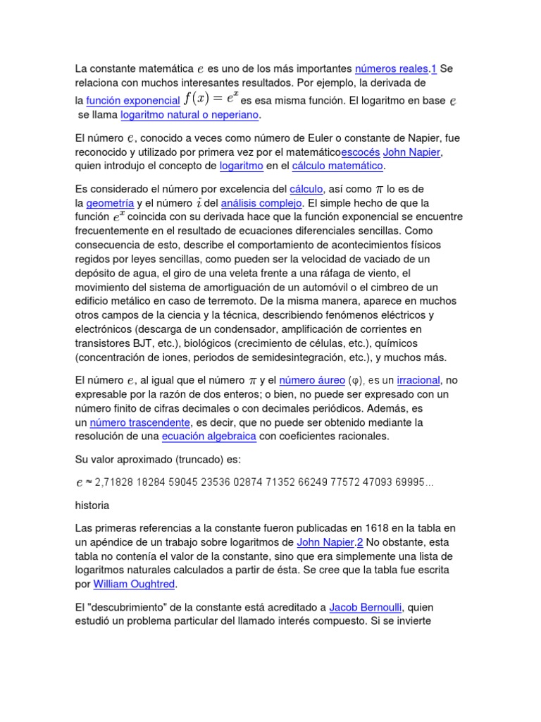 Numero Neperiano | Logaritmo | Análisis matemático