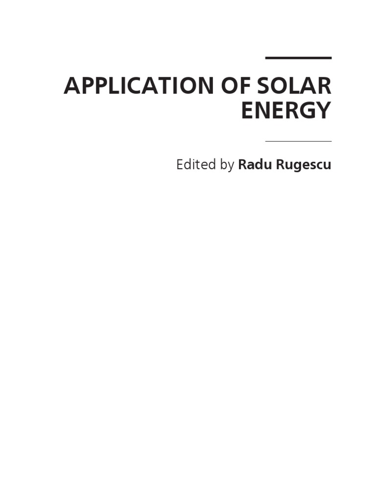 Application of Solar Energy | PDF | Fluid Dynamics | Hvac
