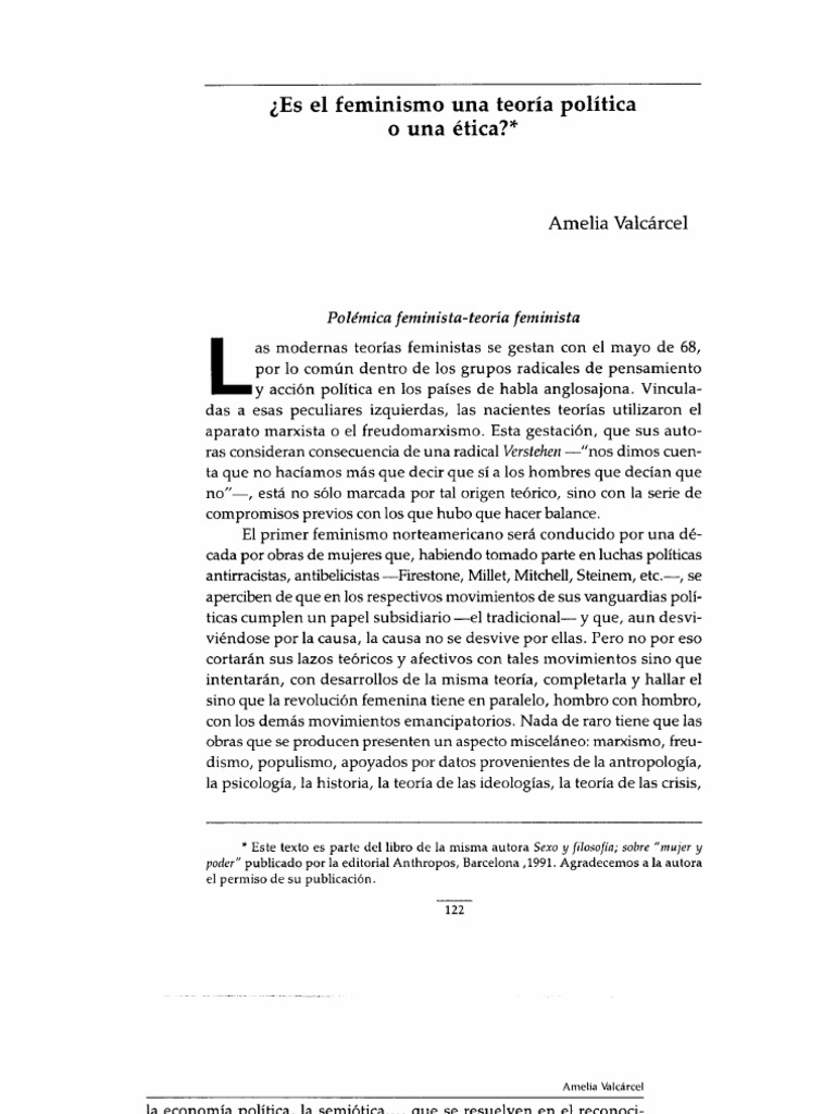 Amelia Valcárcel - Es El Feminismo Una Teoría Política o Una Ética | PDF