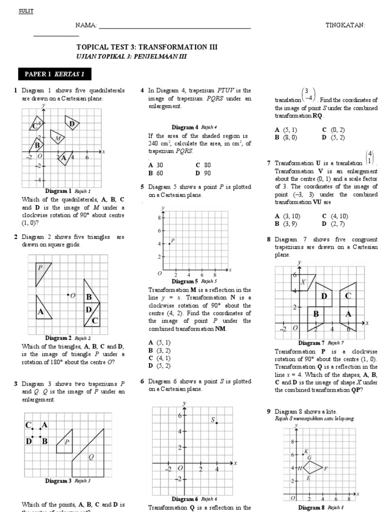 Form 5 Mathematics | PDF | Cartesian Coordinate System | Shape