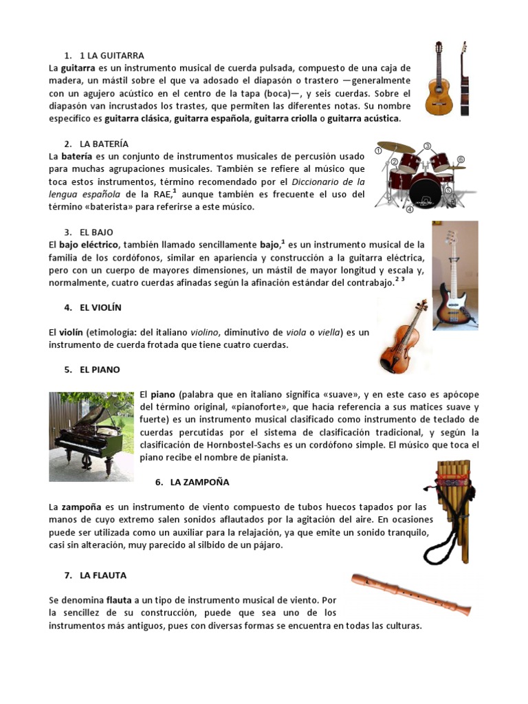 Definición de Instrumentos Musicales | PDF | Saxofón | Guitarras