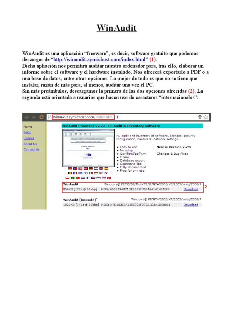 Audita tu PC fácilmente con WinAudit | PDF | Hardware de la computadora ...