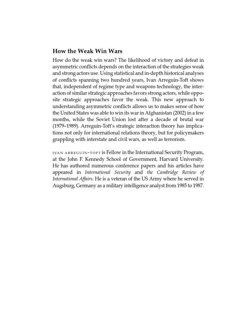 (Ivan Arreguin-Toft) How The Weak Win Wars A Theo | PDF | Argument ...