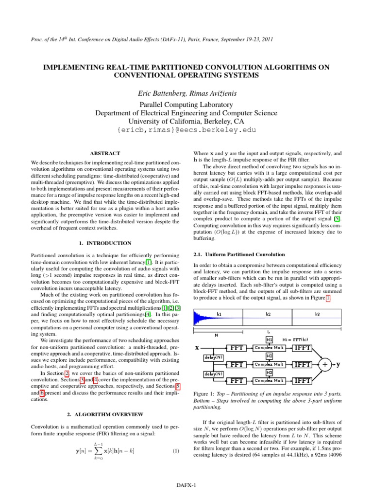 Implementing Real-Time Partitioned Convolution Algorithms On Conventional Operating Systems ...