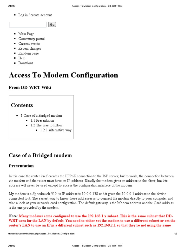 Access To Modem Configuration - DD-WRT Wiki | PDF | Ip Address | Router ...