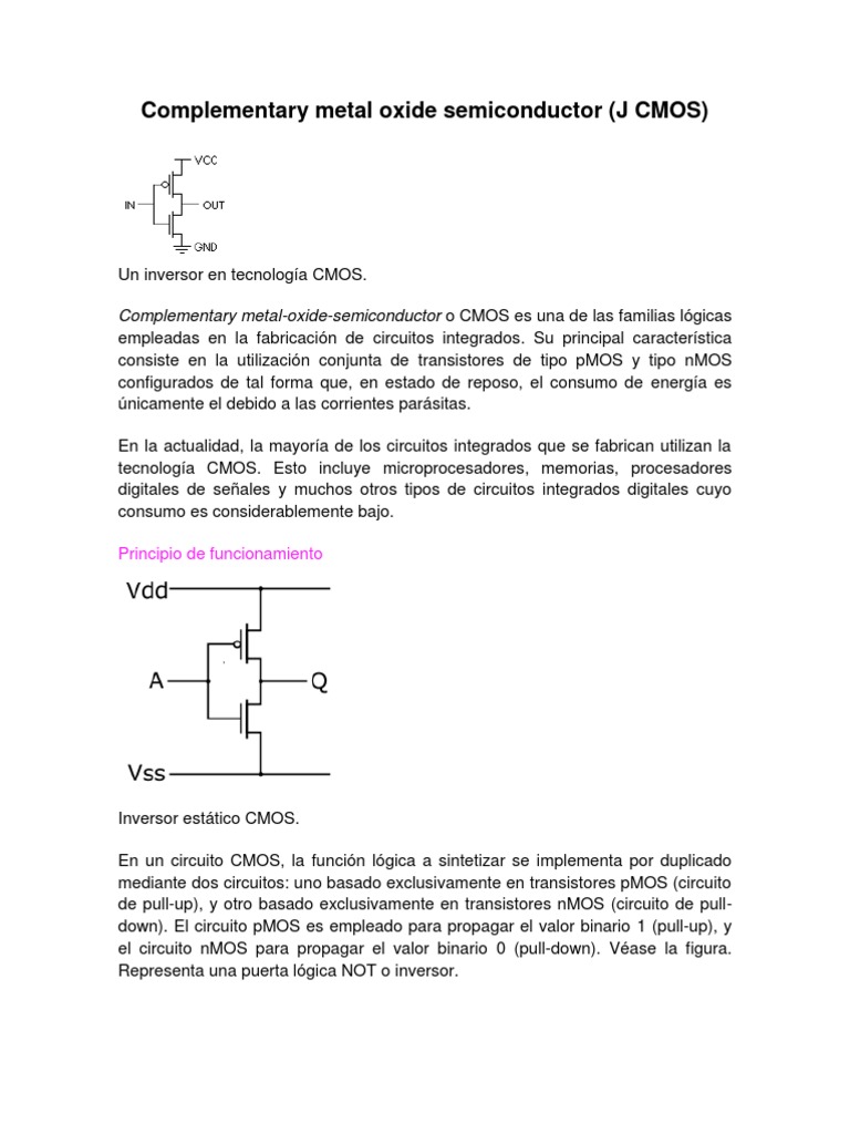 Complementary Metal Oxide Semiconductor (JCMOS) | Cmos | Electricidad