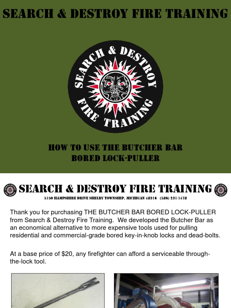Butcher Bar Bored Lock Lock-Puller For Firefighter Forcible Entry | PDF ...