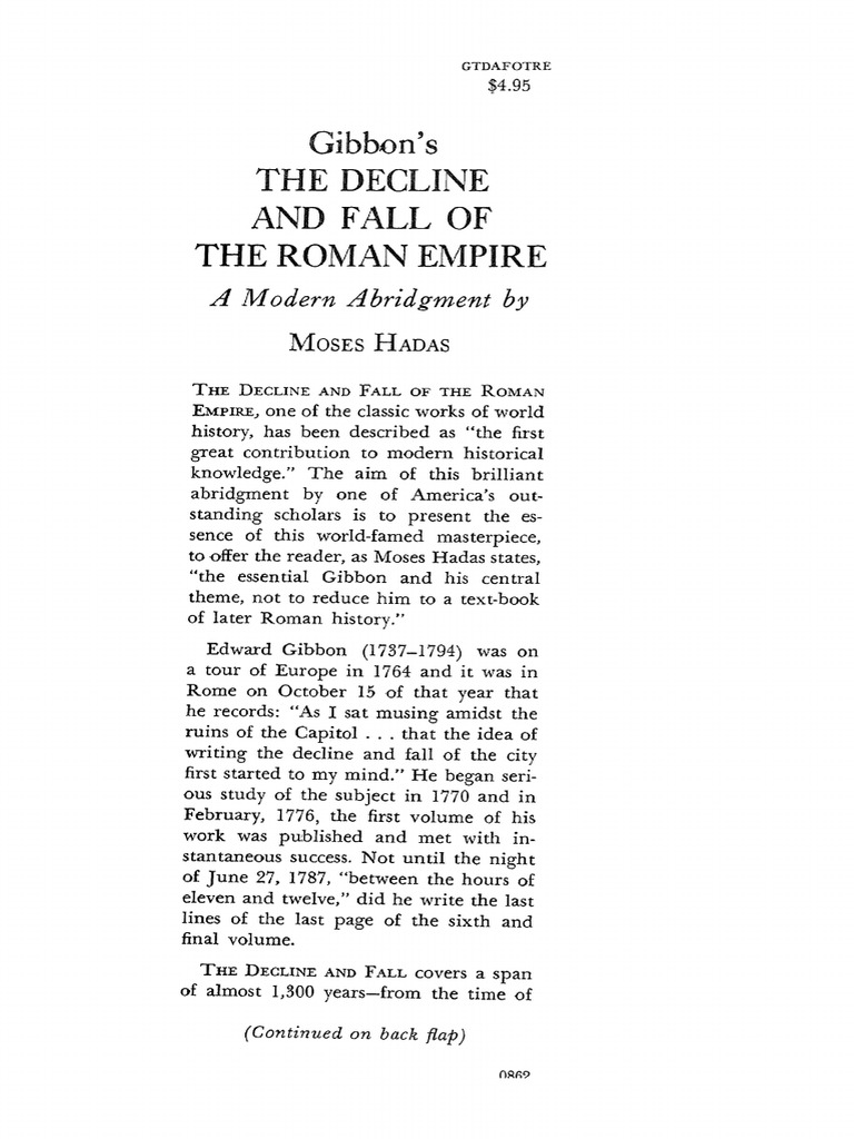 Moses Hadas - Gibbons The Decline and Fall of The Roman Empire | PDF ...