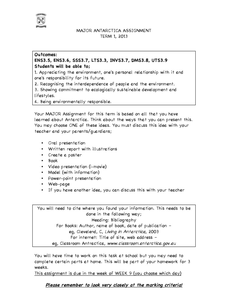 Antarctica Assignment | PDF | Antarctica | Homework